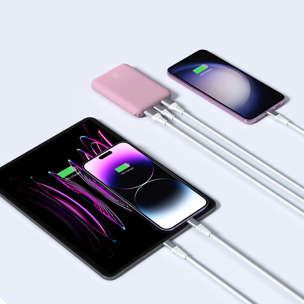 LAX 6600mAh Mini Power Bank – Fast Charging with USB-C & Dual USB-A ...